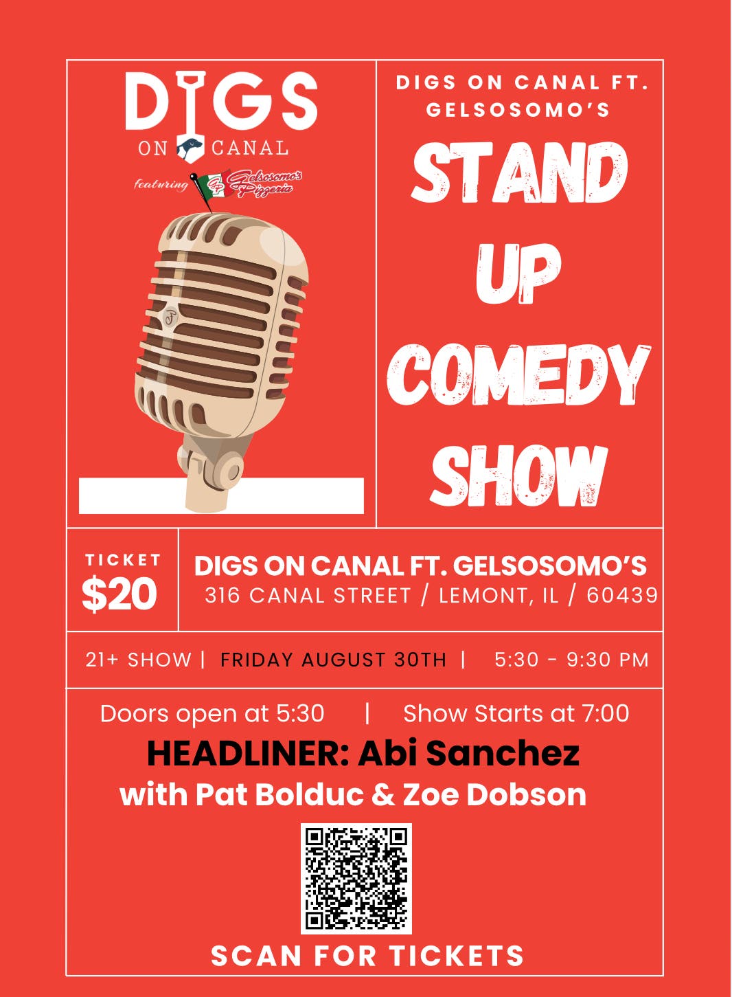 Aug 30 | Comedy Night at Digs on Canal | Lemont, IL Patch