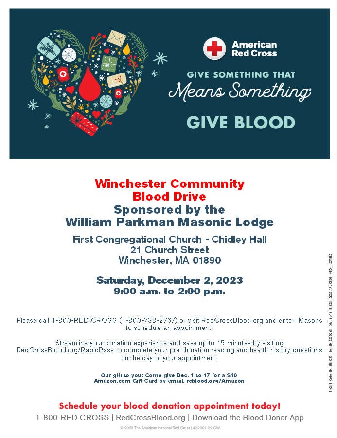 Dec 2 | Blood drive @ the First Congregational Church sponsored am ...