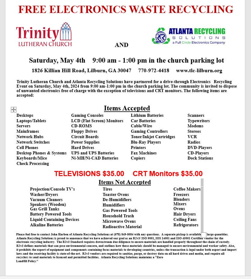 May 4 | Free Electronics Recycling Event - Sat. May 4 | Lilburn, GA Patch