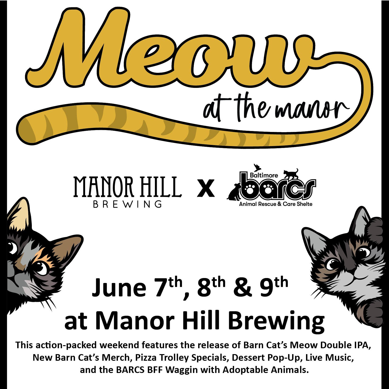 Jun 7 | Meow at the Manor (Beer Release & Adoption Event) | Ellicott ...