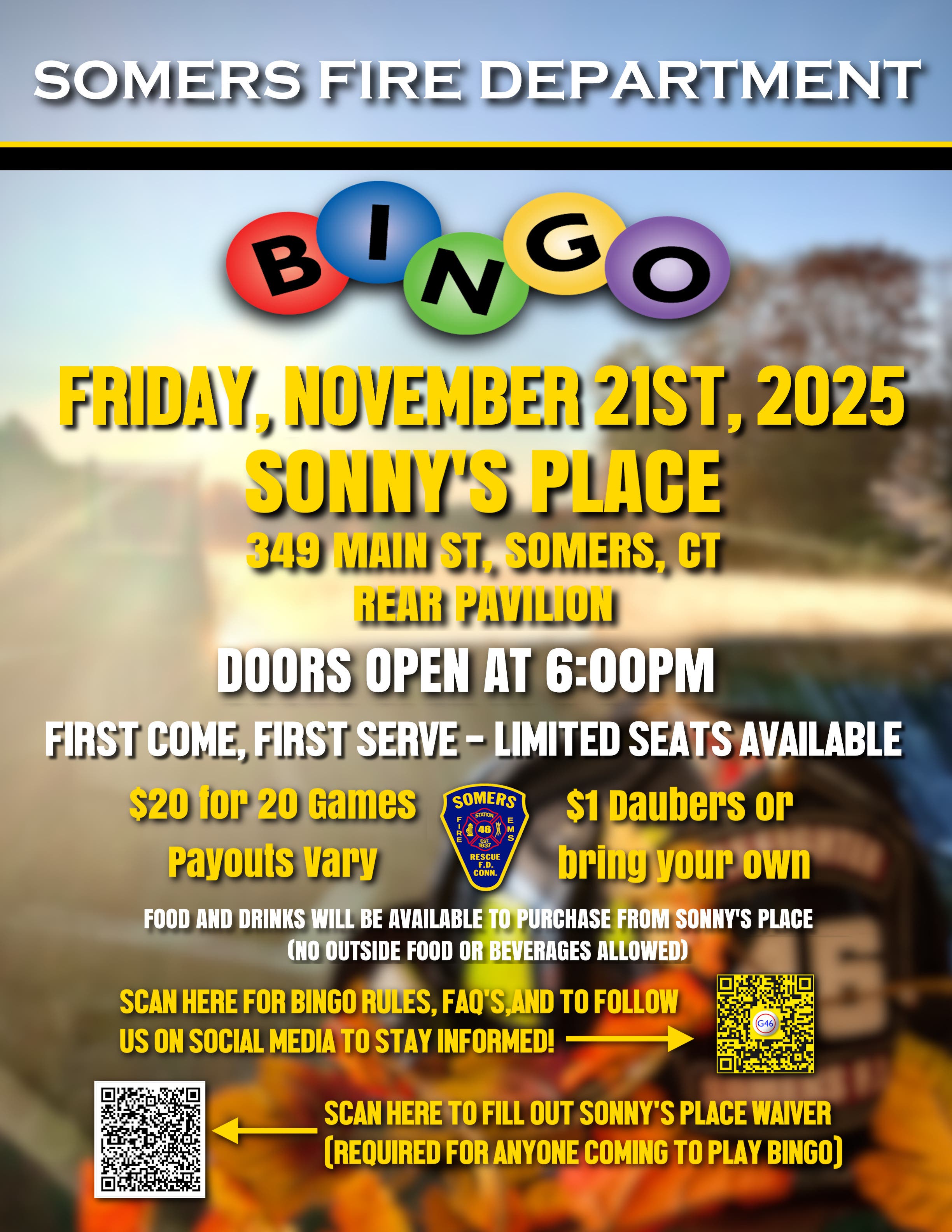 Nov 21 | Somers Fire Dept BINGO | Ellington, CT Patch