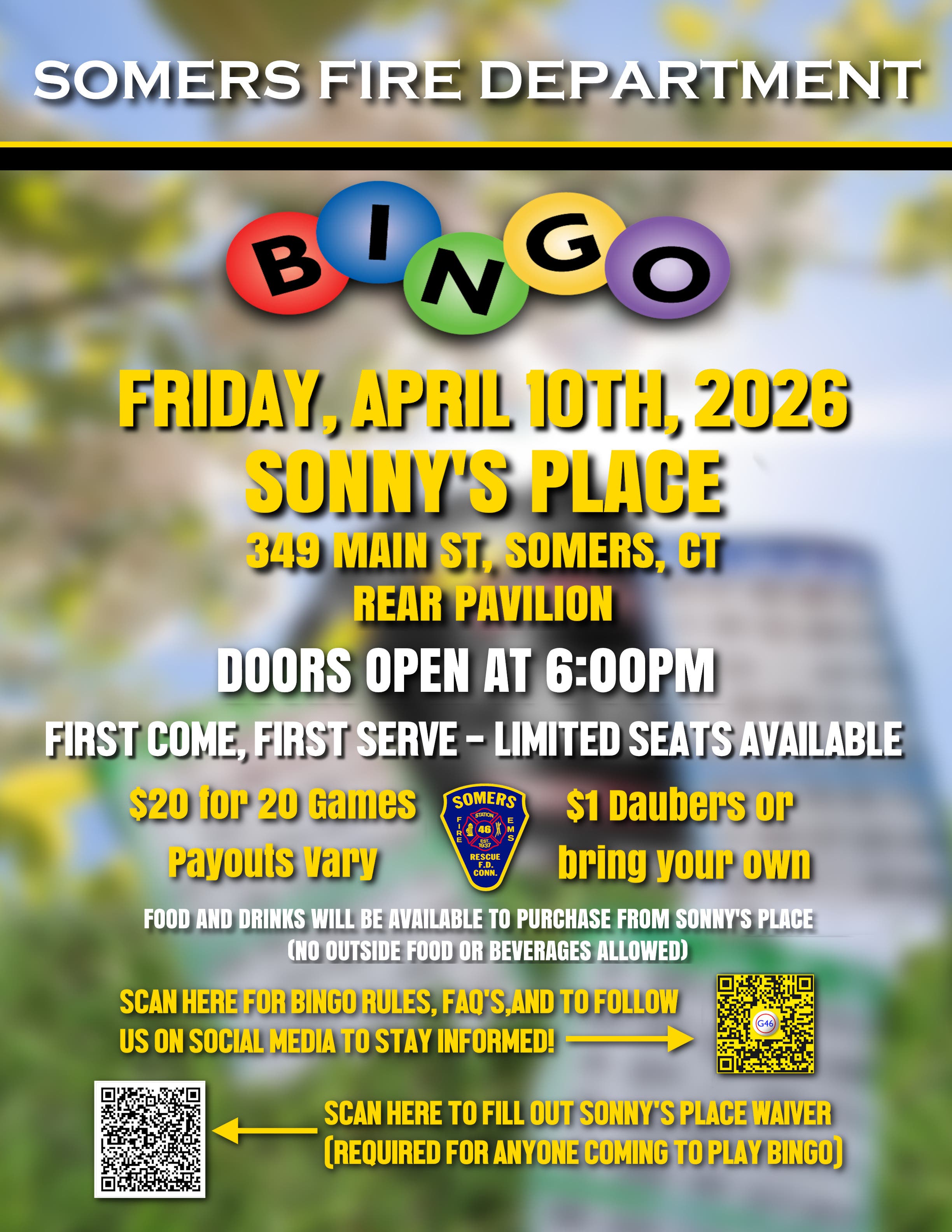 Apr 10 | Somers Fire Department Bingo | Ellington, CT Patch