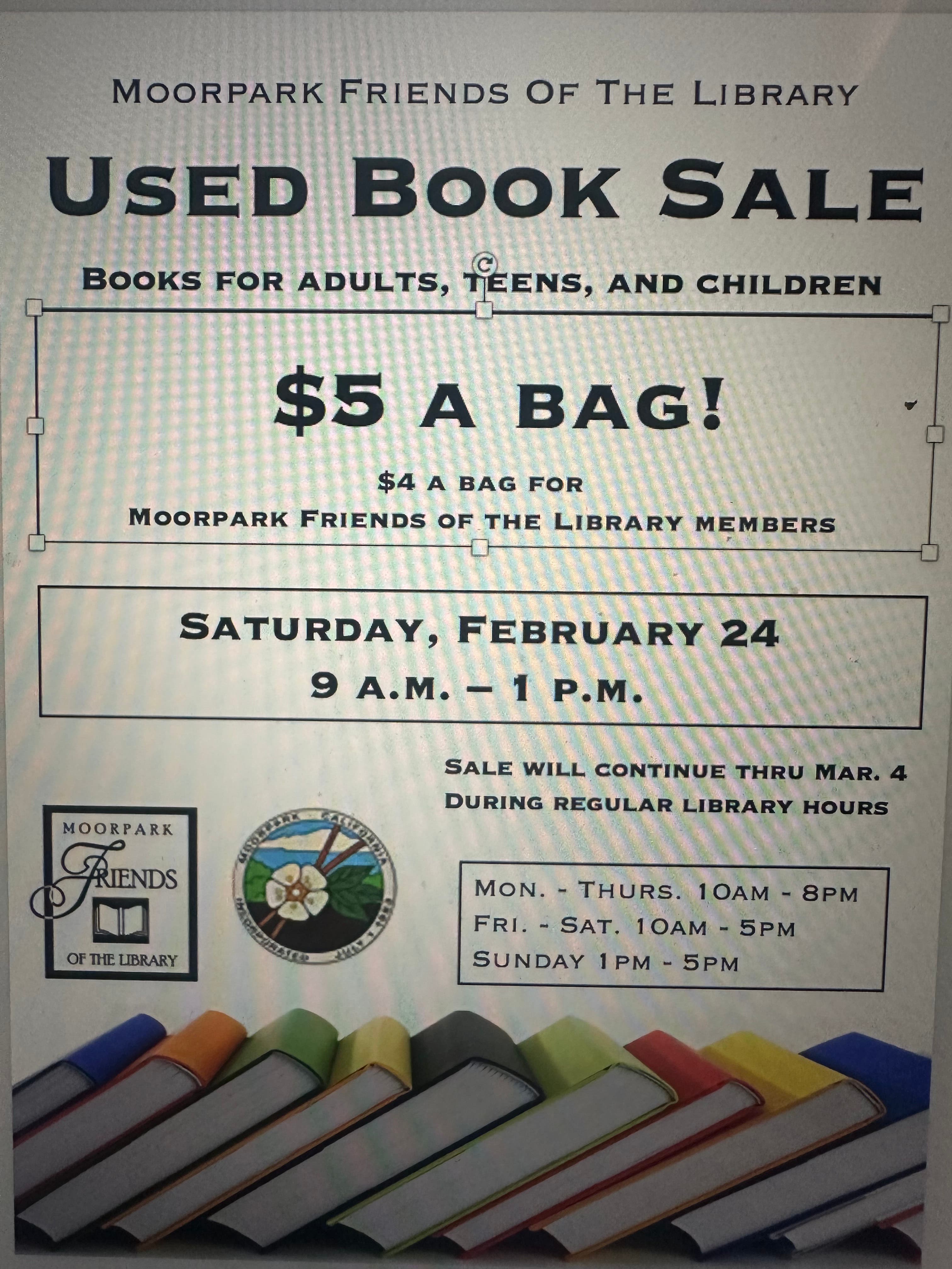 Feb 24 | $5 a Bag Used Book Sale | Moorpark, CA Patch