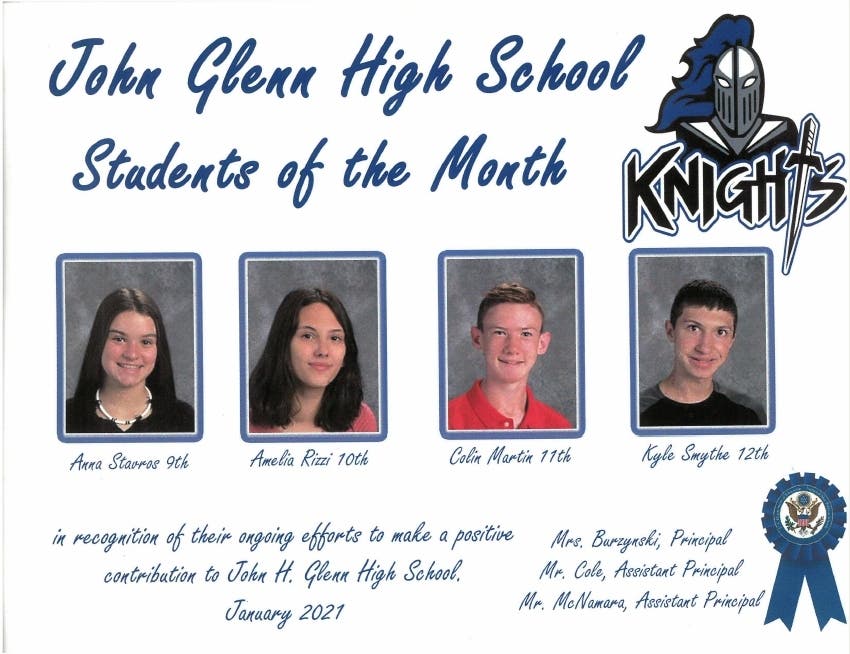 Elwood's John Glenn HS Recognizes January Students Of The Month ...
