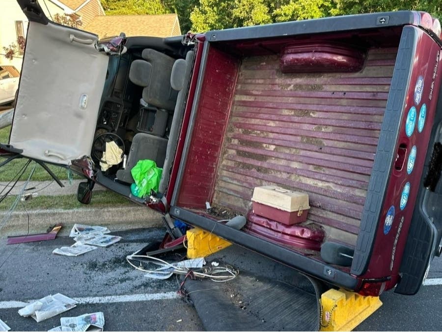 Wood Pole Impales Windshield, Traps Person Inside: Official | Bel Air ...