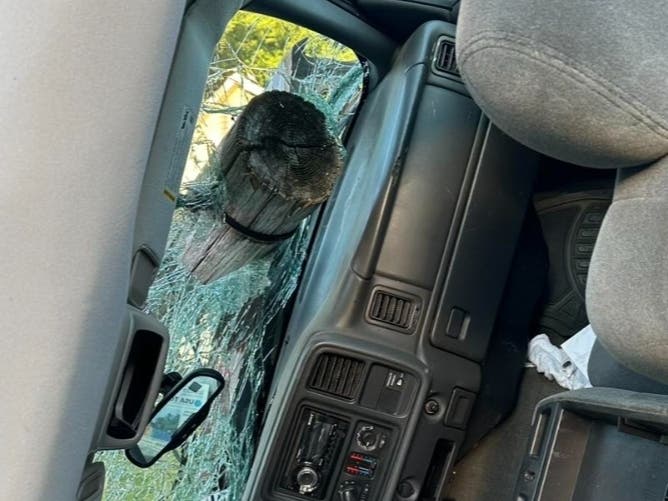Wood Pole Impales Windshield, Traps Person Inside: Official | Bel Air ...