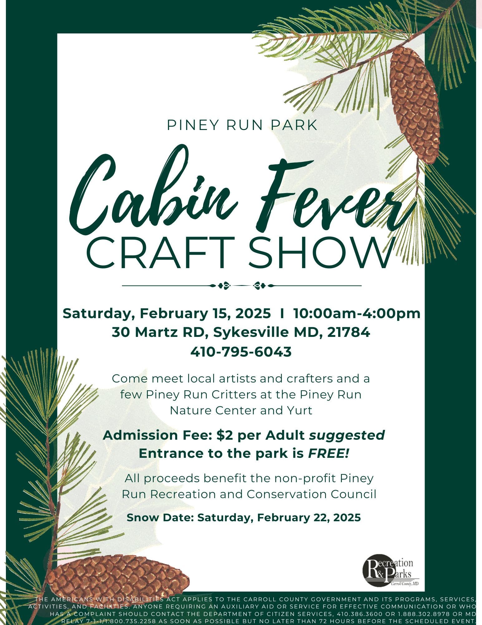 Feb 15 | Piney Run Cabin Fever Crafts Show | Eldersburg, MD Patch