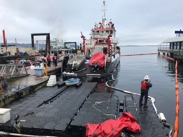 Cleanup Crews Respond To Seattle Fireboat Oil Leak | Seattle, WA Patch