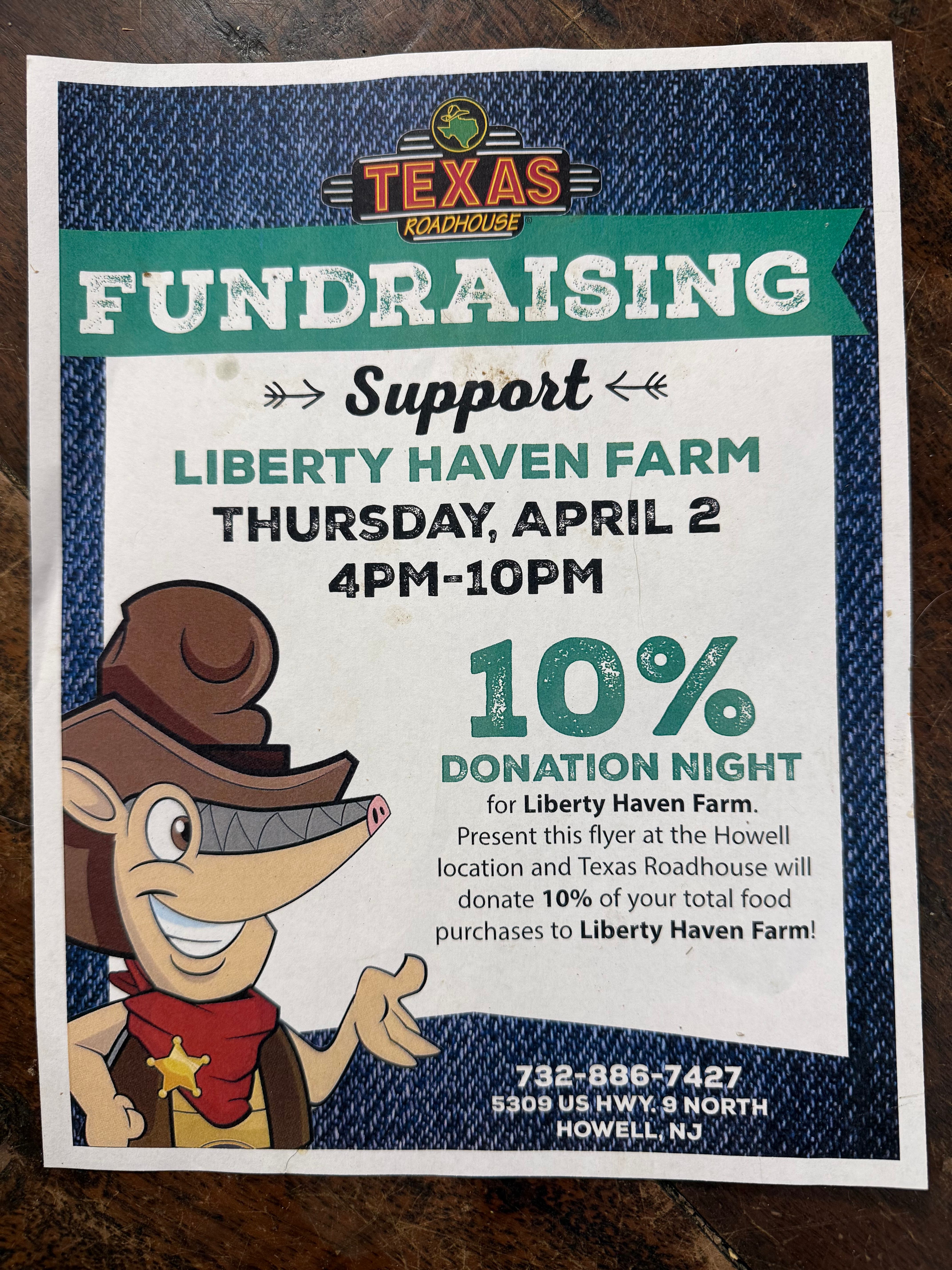 Apr 2 | Texas Roadhouse Fundraiser | Howell, NJ Patch