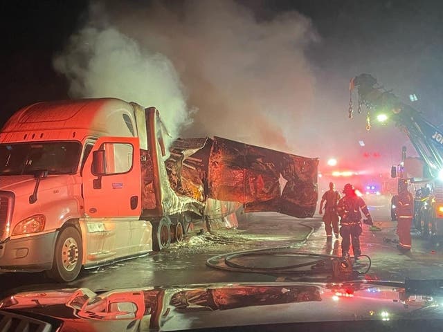 Semi Carrying 1K Bags Of Cocoa Catches Fire On I-95 In Florida ...