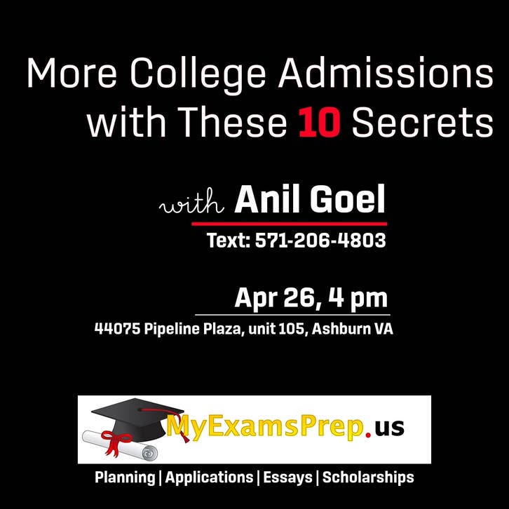 Apr 26 | More College Admissions with These 10 Secrets | Ashburn, VA Patch