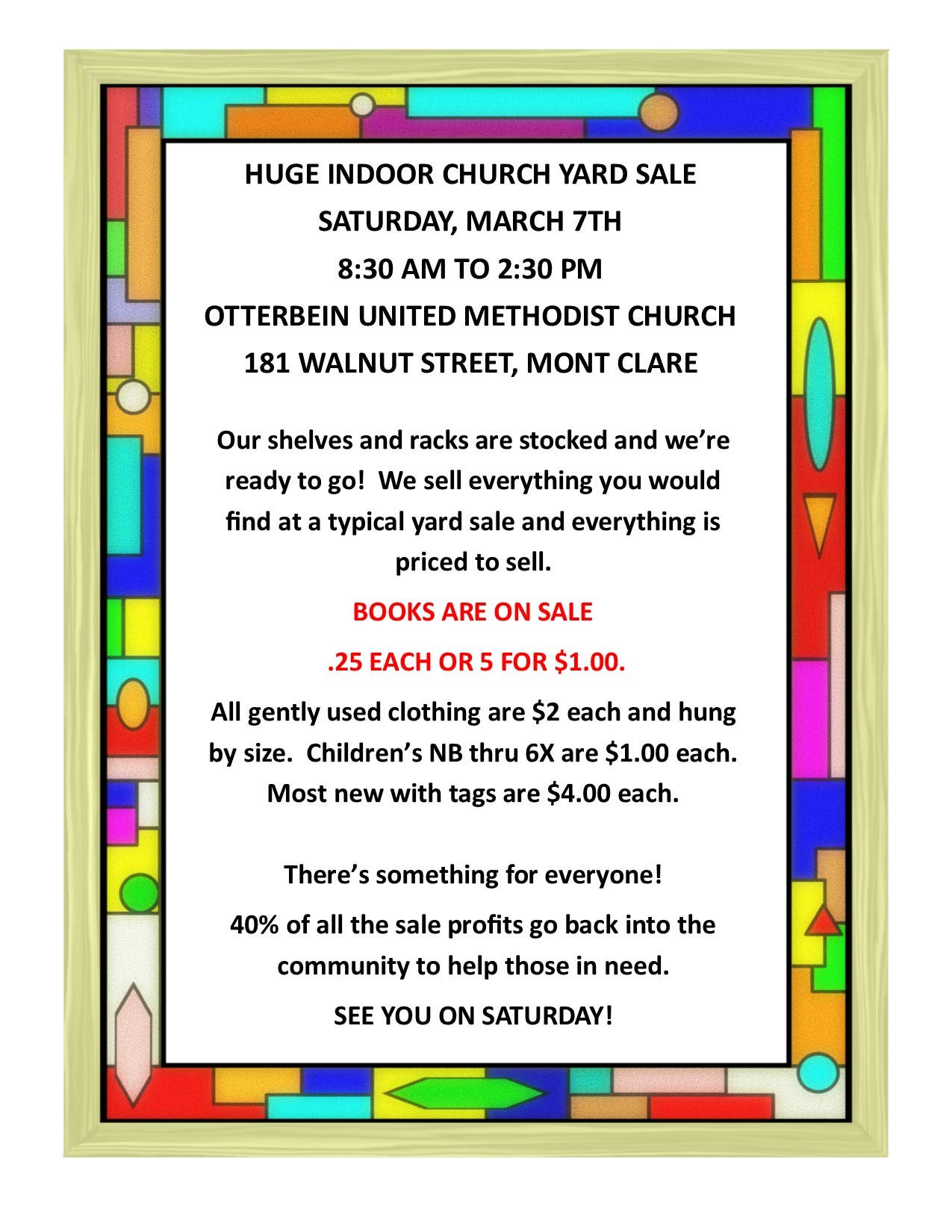 Mar 7 | Huge Indoor Church Yard Sale | Phoenixville, PA Patch