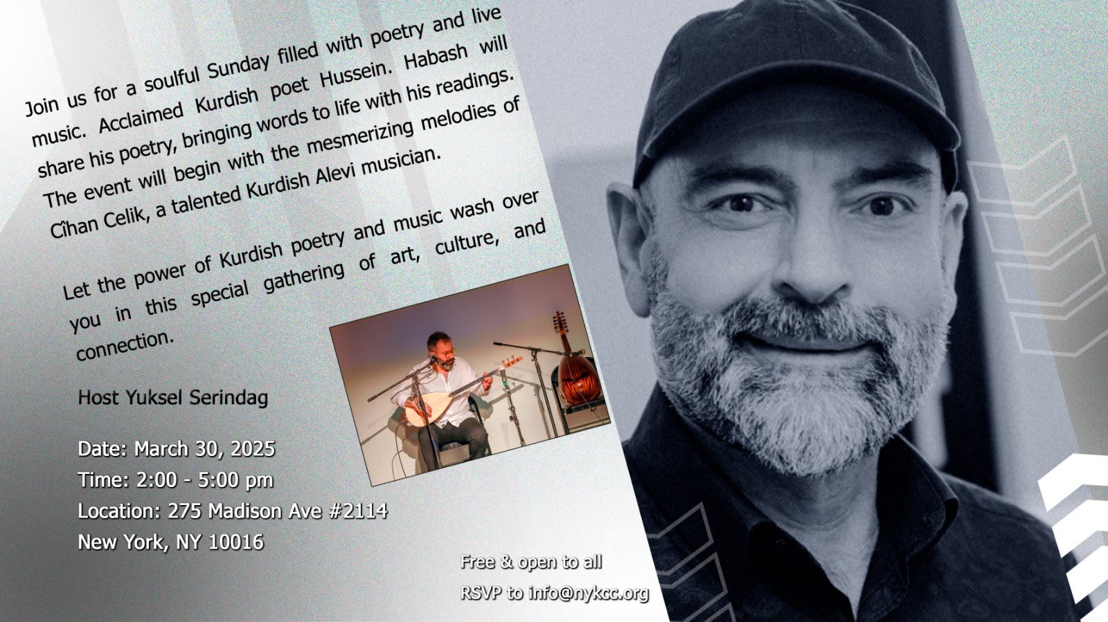 Mar 30 | Kurdish poet Hussein Habash will recite his poetry with ...