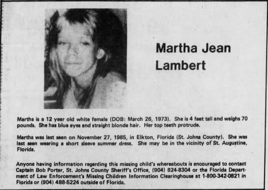 Missing for 34 years: Martha Lambert's case remains unsolved ...
