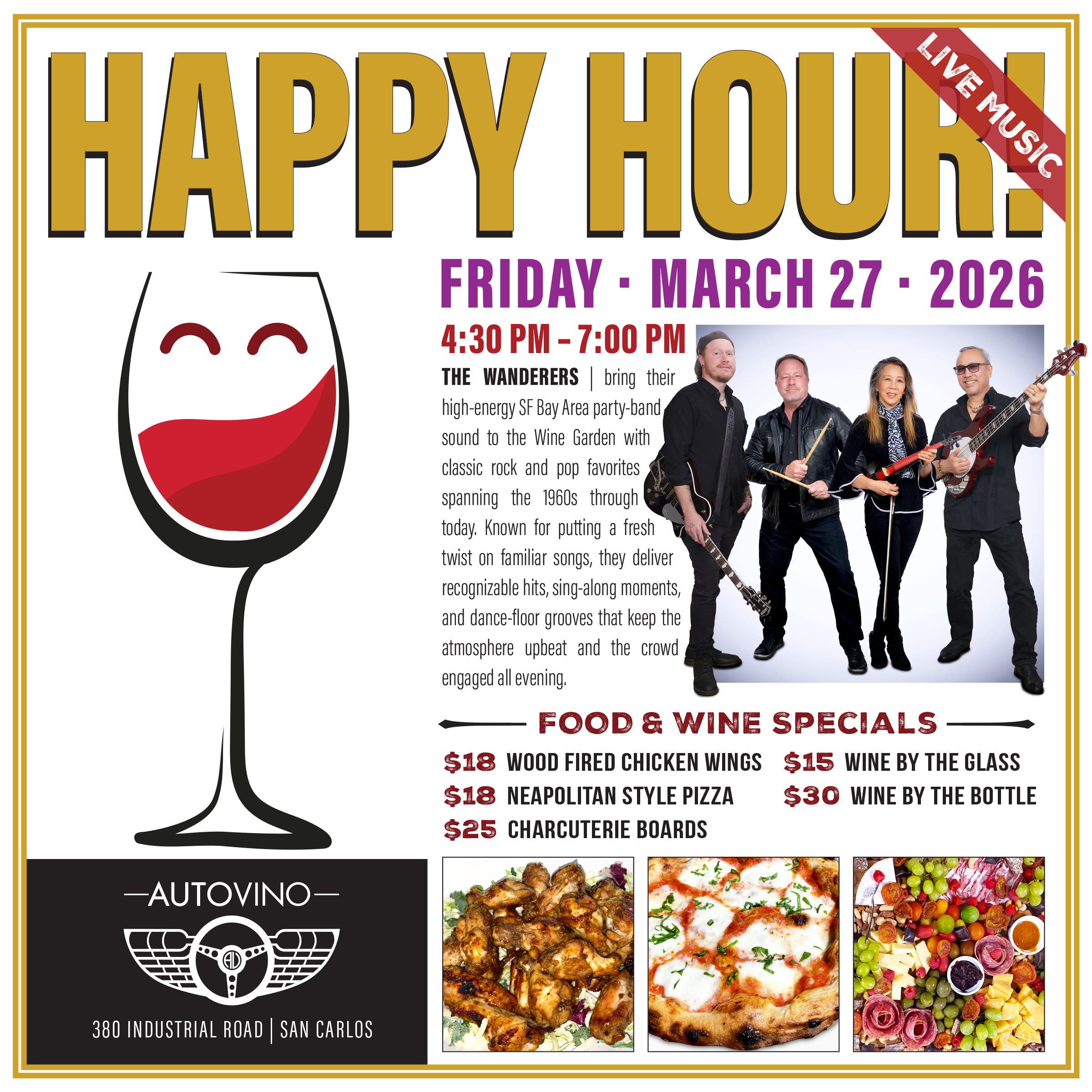 Mar 27 | Friday Night Happy Hour | AutoVino Wine Garden | San Carlos ...