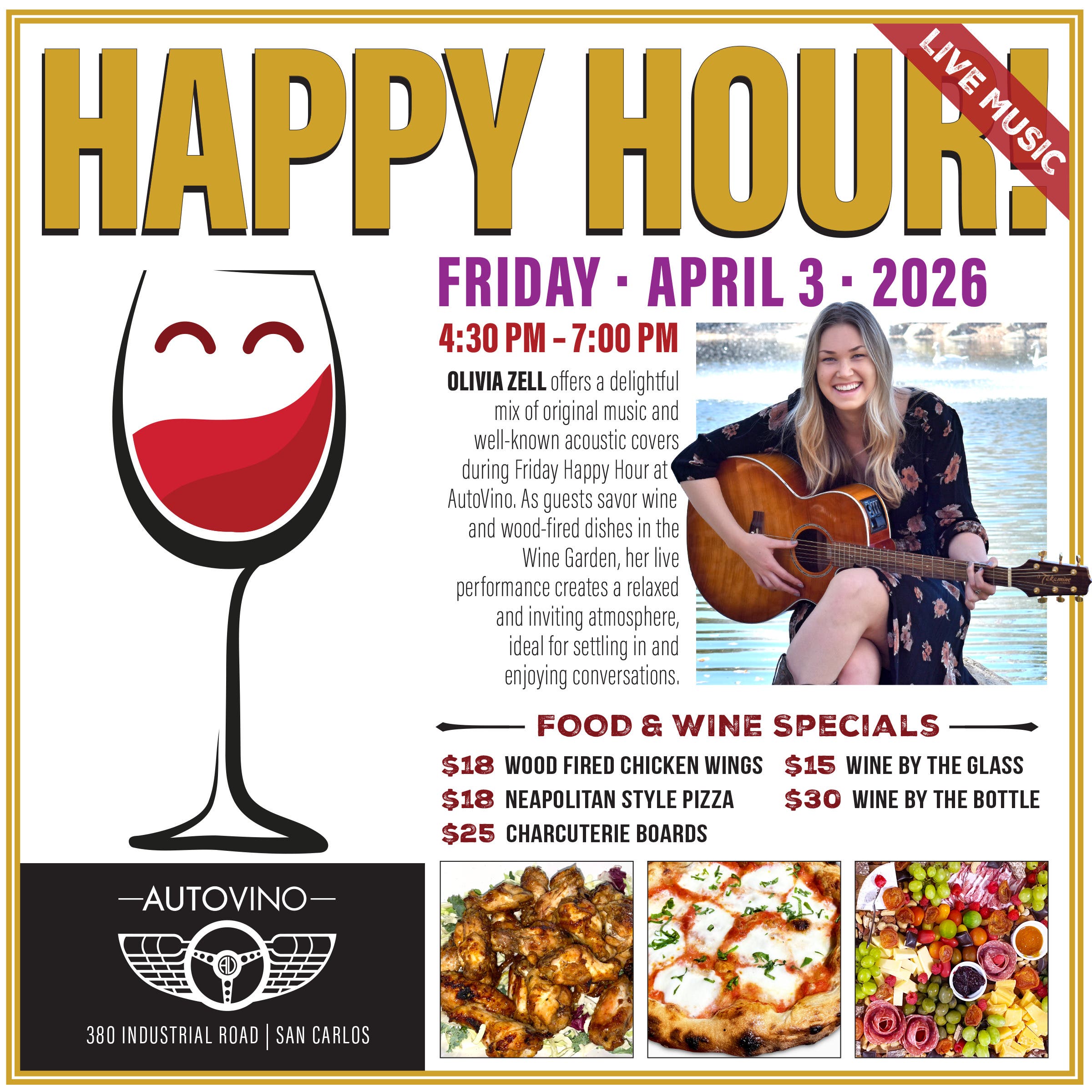 Apr 3 | Friday Night Happy Hour | AutoVino Wine Garden | San Carlos ...