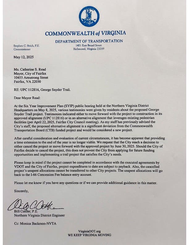 Approve George Snyder Plan As Designed Or Repay $3.7M In Fees: VDOT ...