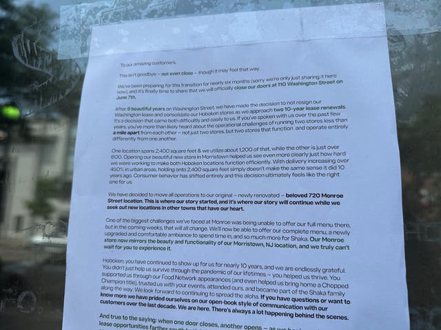 Restaurant On Hoboken's Washington Street Closes Suddenly: See Letter ...