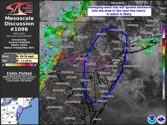 Severe Thunderstorm Watch In Effect For Bergen County: See Timing ...