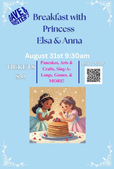 Aug 31 | Princess Party- Breakfast with Anna & Elsa! FROZEN | Freehold ...