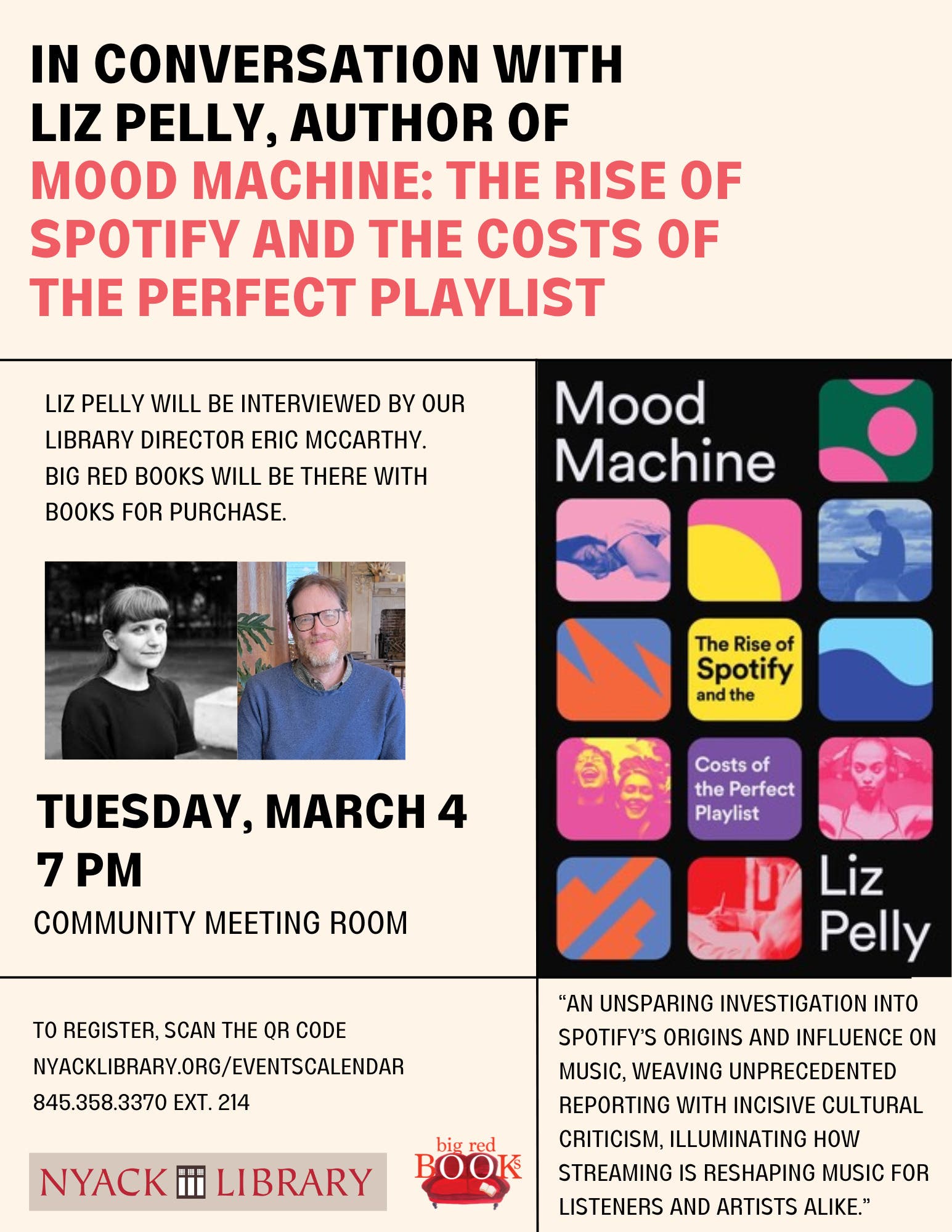 Mar 4 | Liz Pelly, author of Mood Machine: The Rise of Spotify and the ...