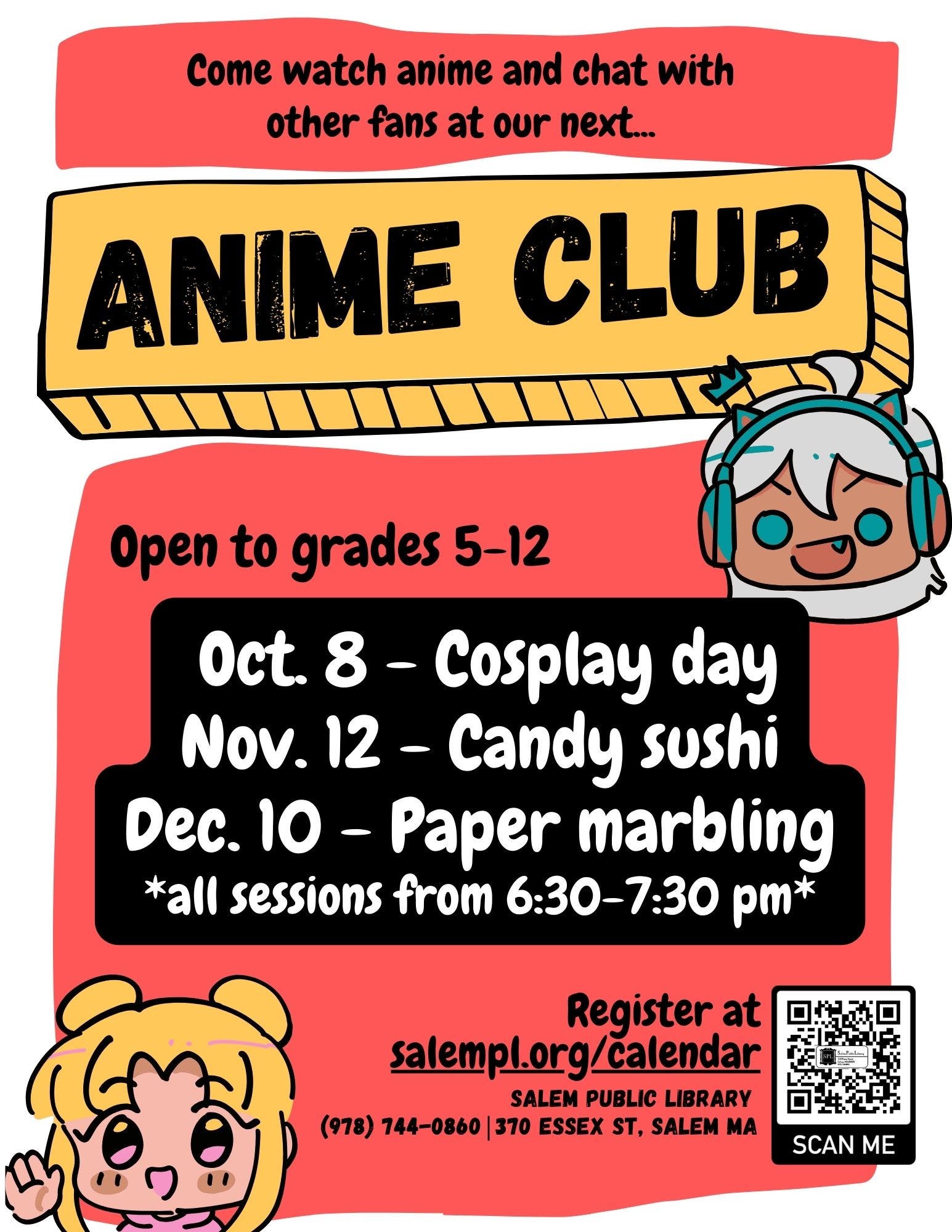 Dec 10 | Anime Club for Teens and Tweens in Grades 5 and Up | Salem, MA ...