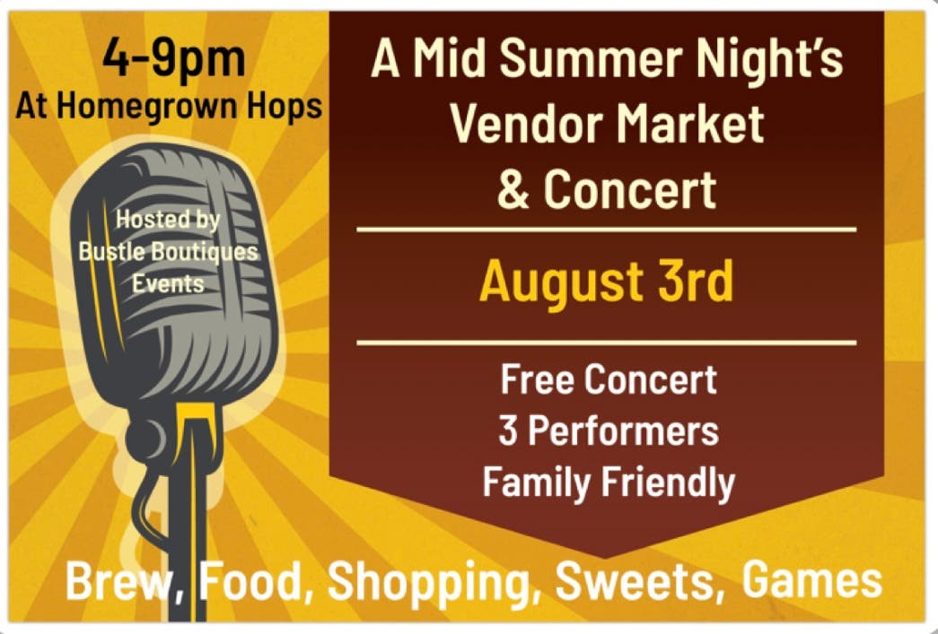 Aug 3 | A Mid Summer Night’s Vendor Market & Concert - Free Entry ...