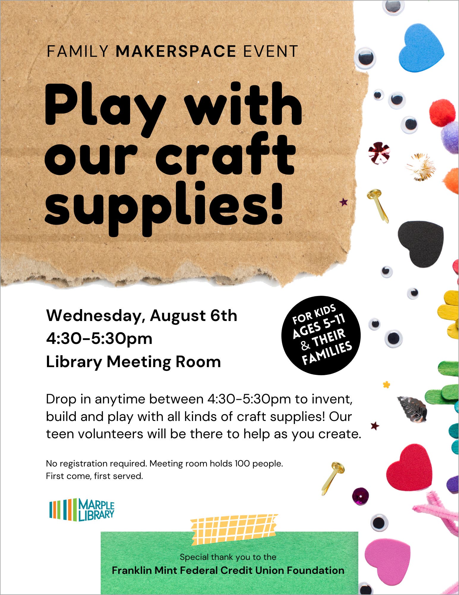 Aug 6 | Marple Library's Family Makerspace | Marple Newtown, PA Patch