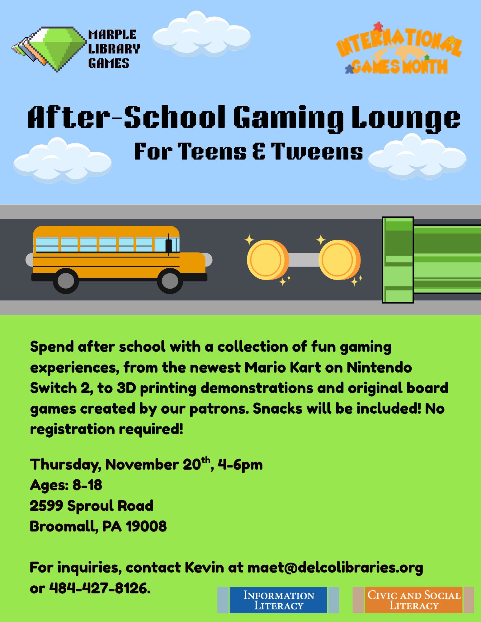 Nov 20 | Marple Library's After School Gaming Lounge | Marple Newtown ...