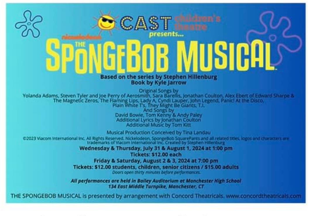 Aug 1 | CAST children's theatre presents SPONGEBOB the MUSICAL ...