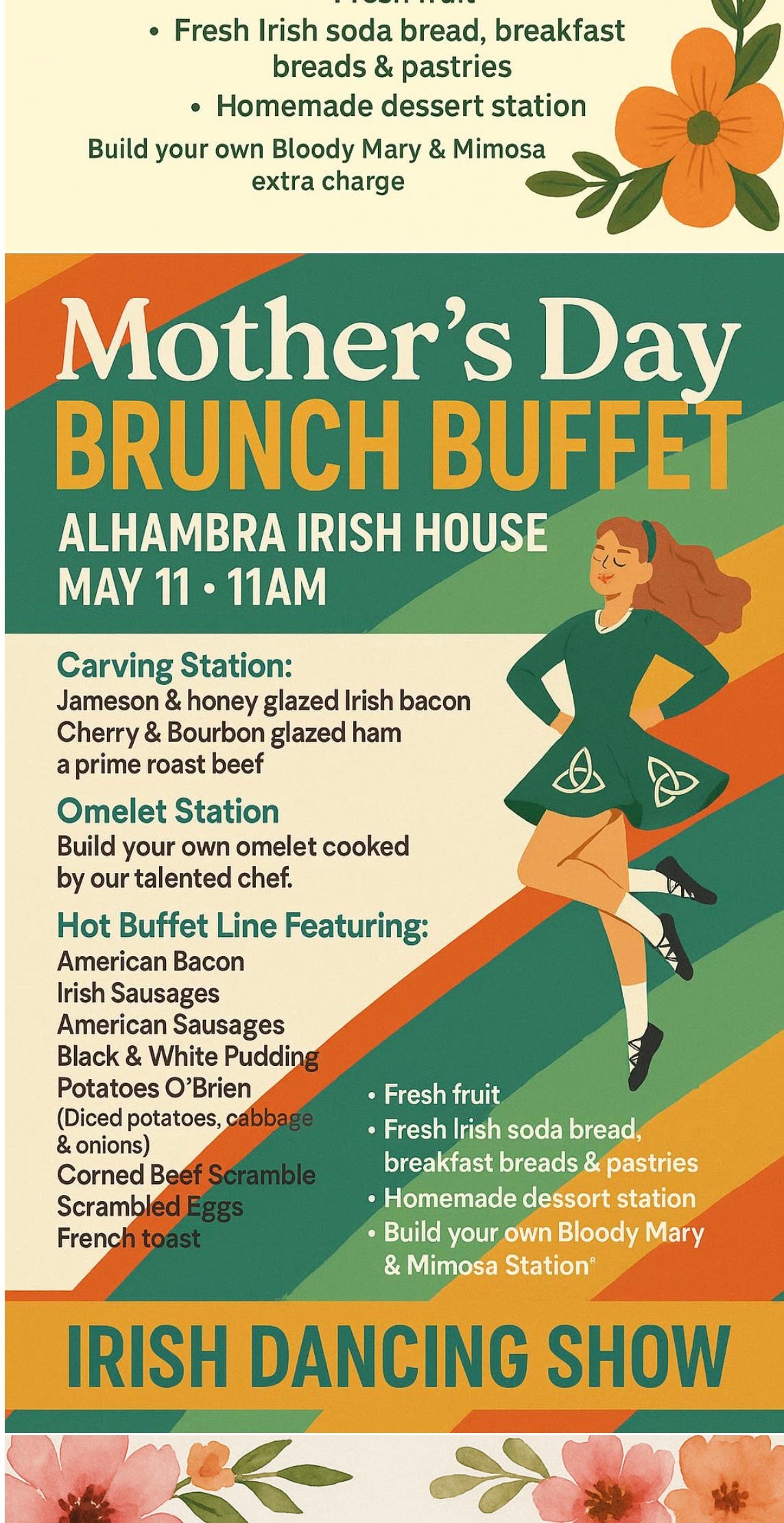 May 11 | Mothers Day Buffet Brunch & Irish Dancing show . | Redwood ...
