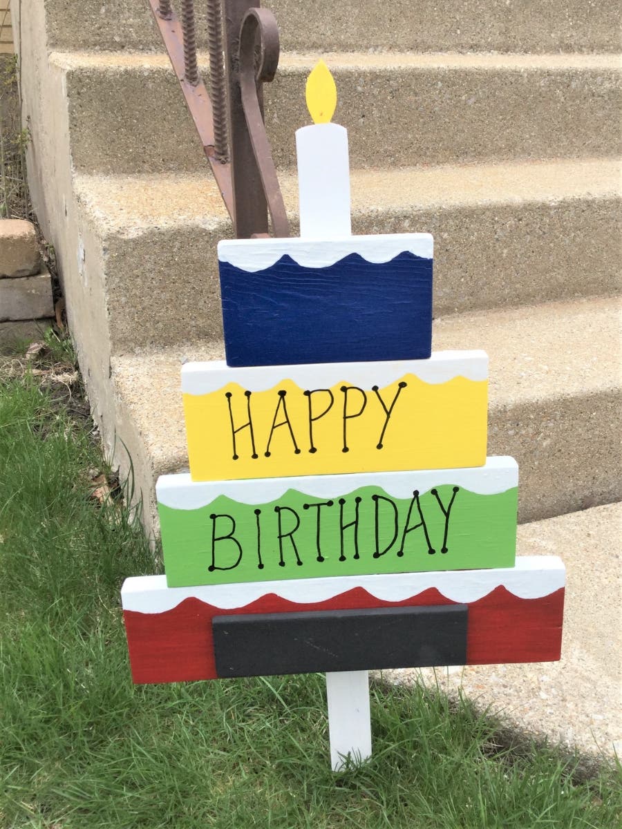 Wooden Birthday Cake Outdoor Sign - Evergreen Park, IL Patch