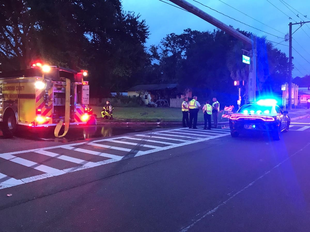 Riverview Building Engulfed In Flames After Car Crashed Into It ...