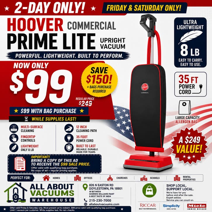 Jun 20 | Hoover Commercial Prime Lite Upright Vacuum Sale | Abington ...