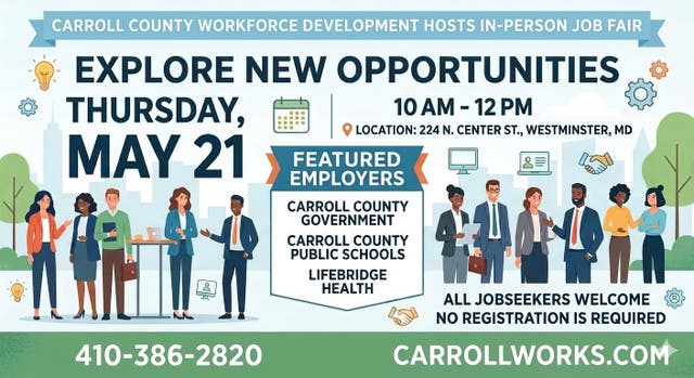 May 21 | Job Fair at Carroll County Workforce Development | Westminster ...