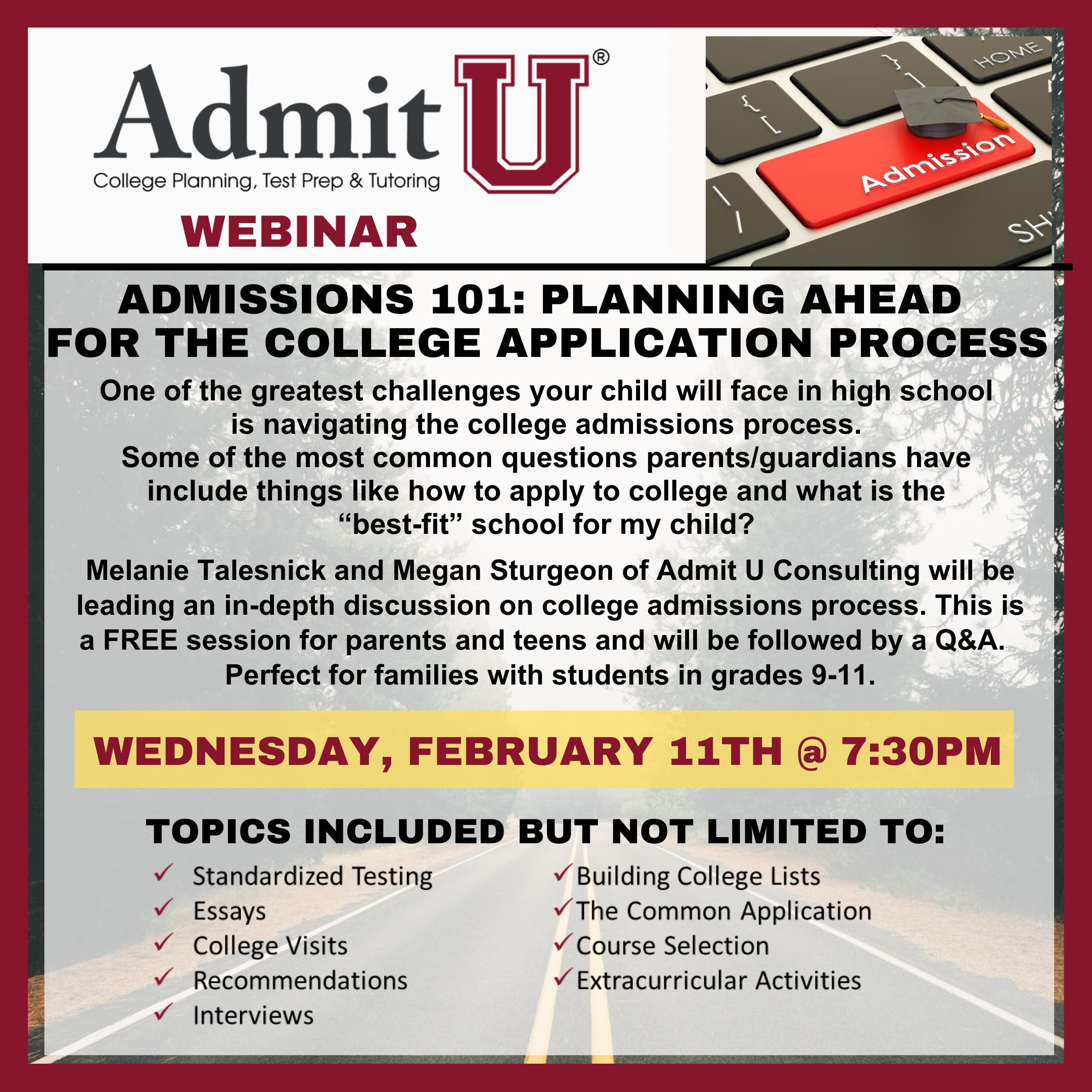 Feb 11 | Admissions 101: Planning Ahead for the College Application ...