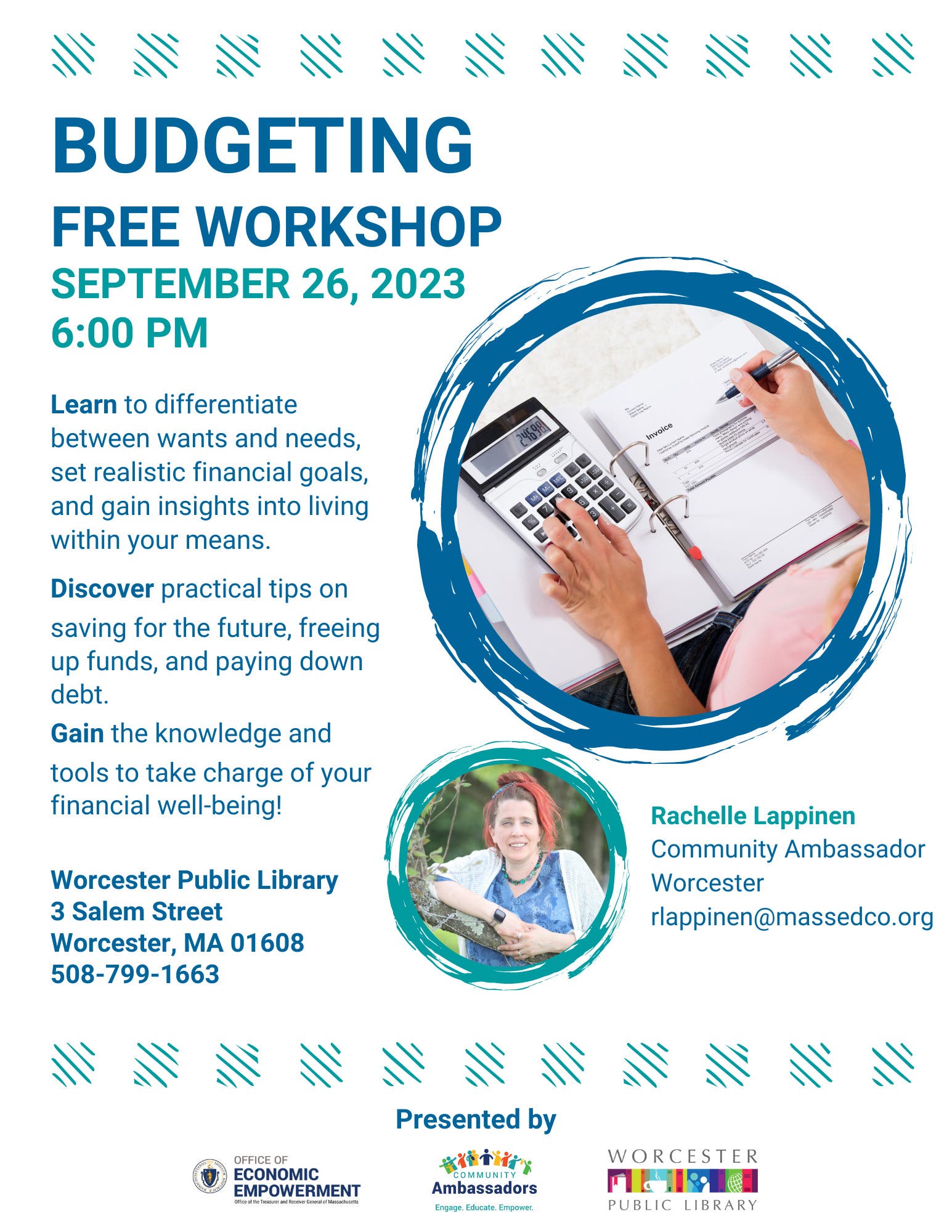 Sep 26 | Budgeting Workshop | Worcester, MA Patch