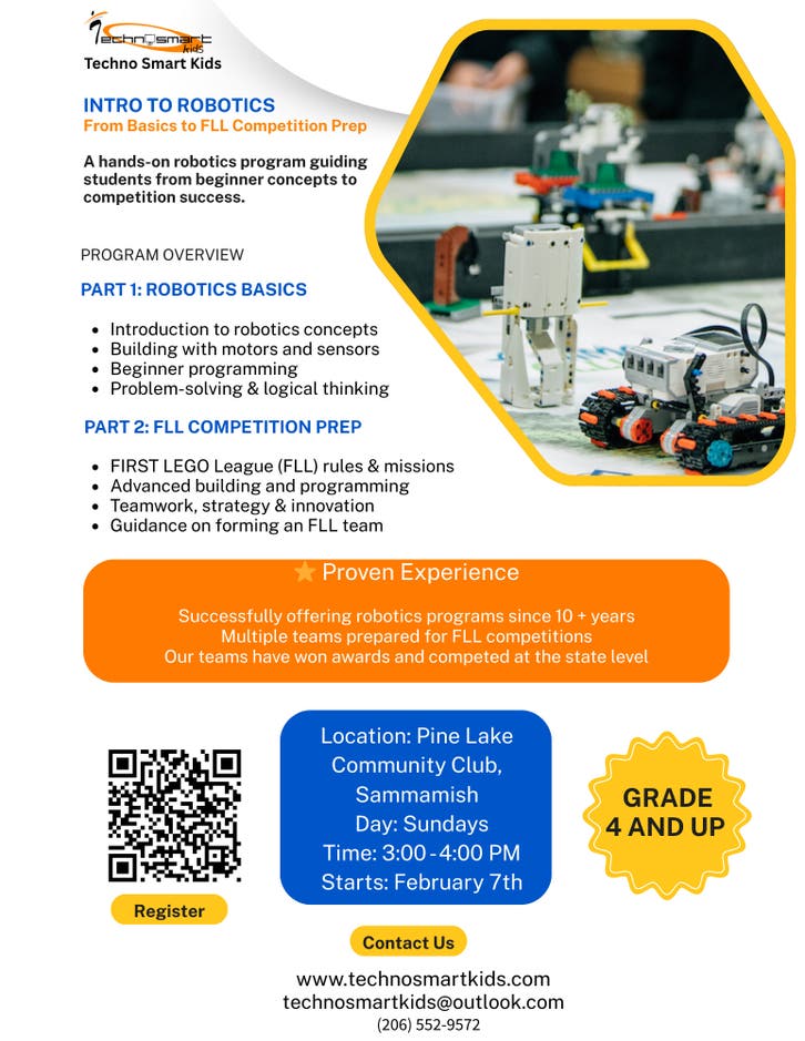 Robotics class: Basic and FLL team Prep - Sammamish, WA Patch