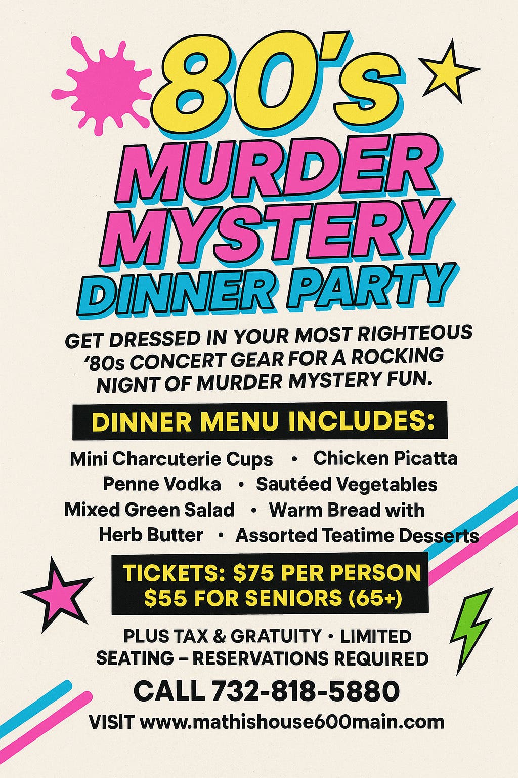 Aug 9 | 80's Night Murder Mystery Dinner Show | Toms River, NJ Patch