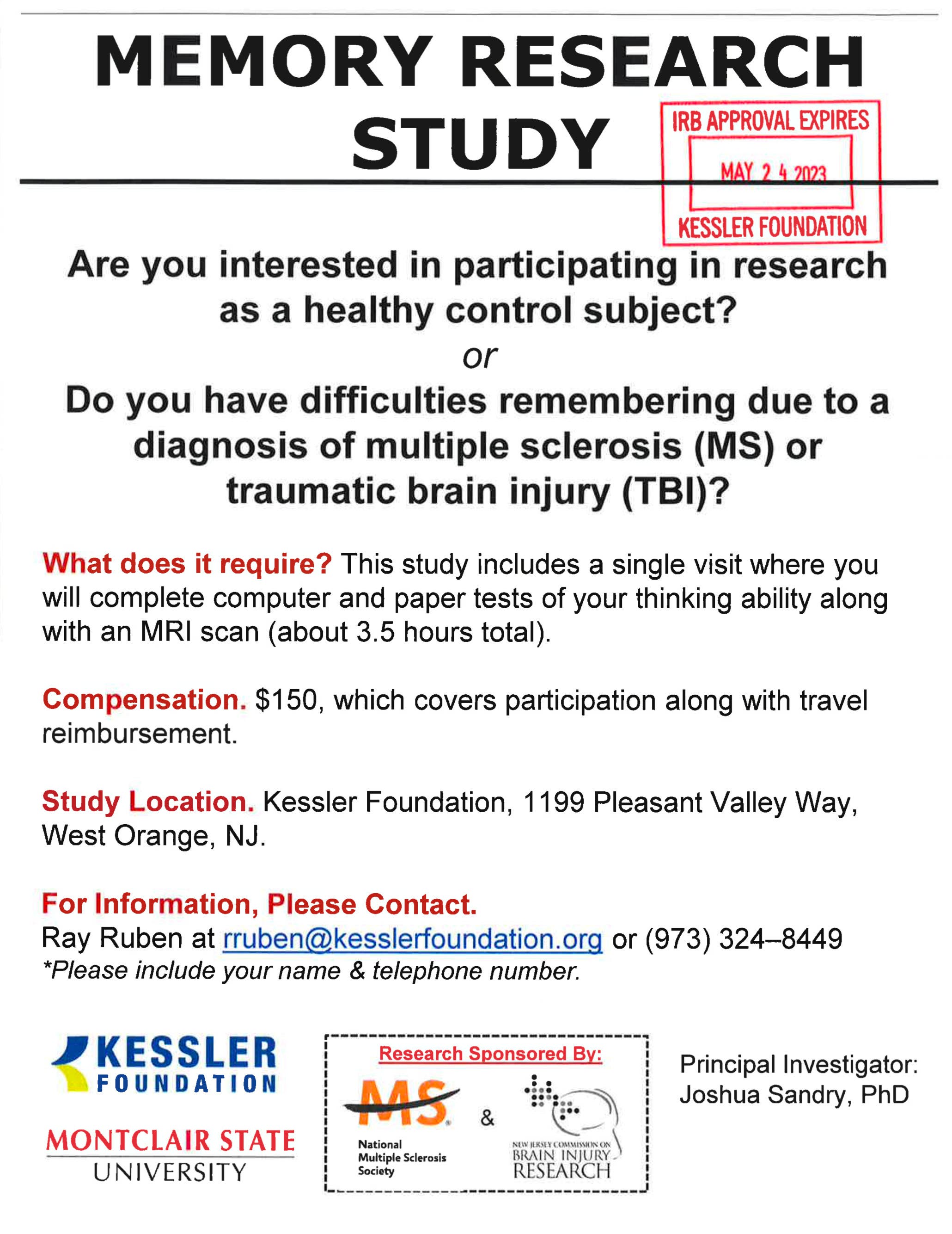 Memory Research Study $150 - West Orange, NJ Patch