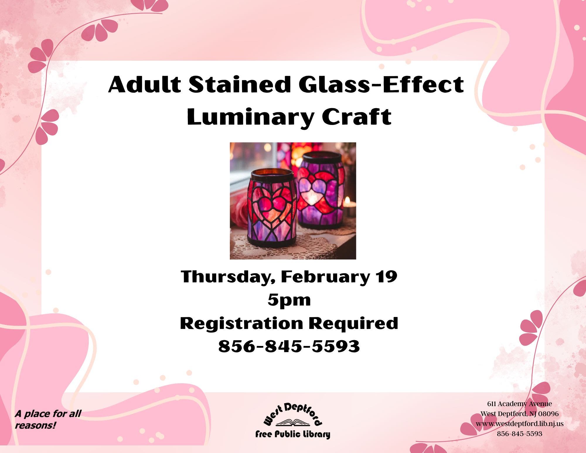Feb 19 | Adult Stained Glass-Effect Luminary Craft | West Deptford, NJ ...