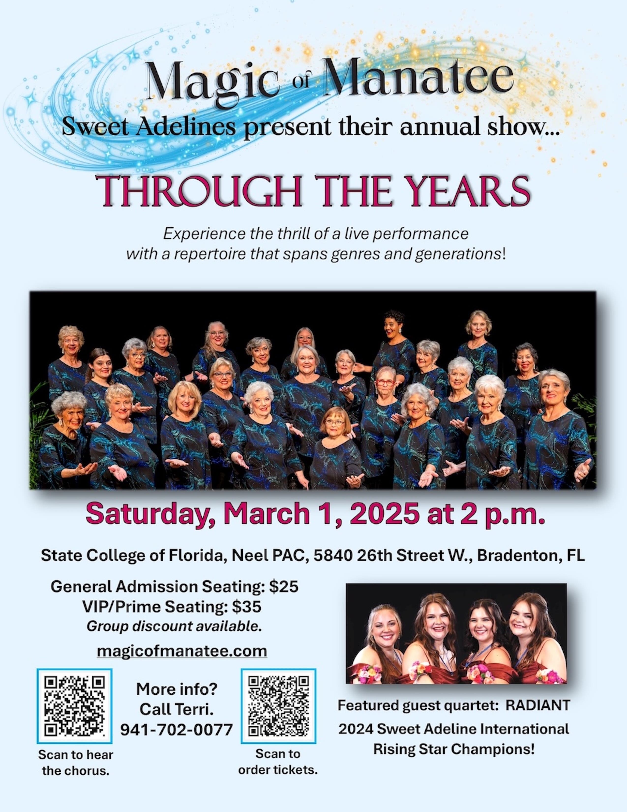 Mar 1 | 2025 ANNUAL SHOW-Magic of Manatee Sweet Adelines Chorus ...