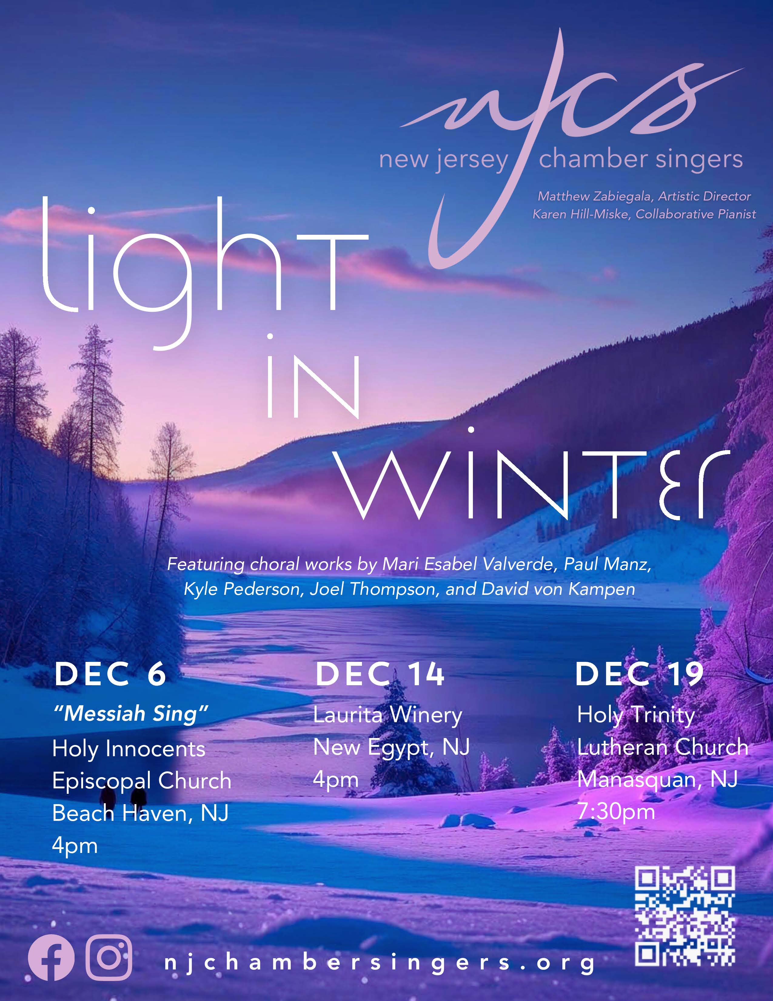 Dec 14 | New Jersey Chamber Singers Present “Light in Winter" | Point ...