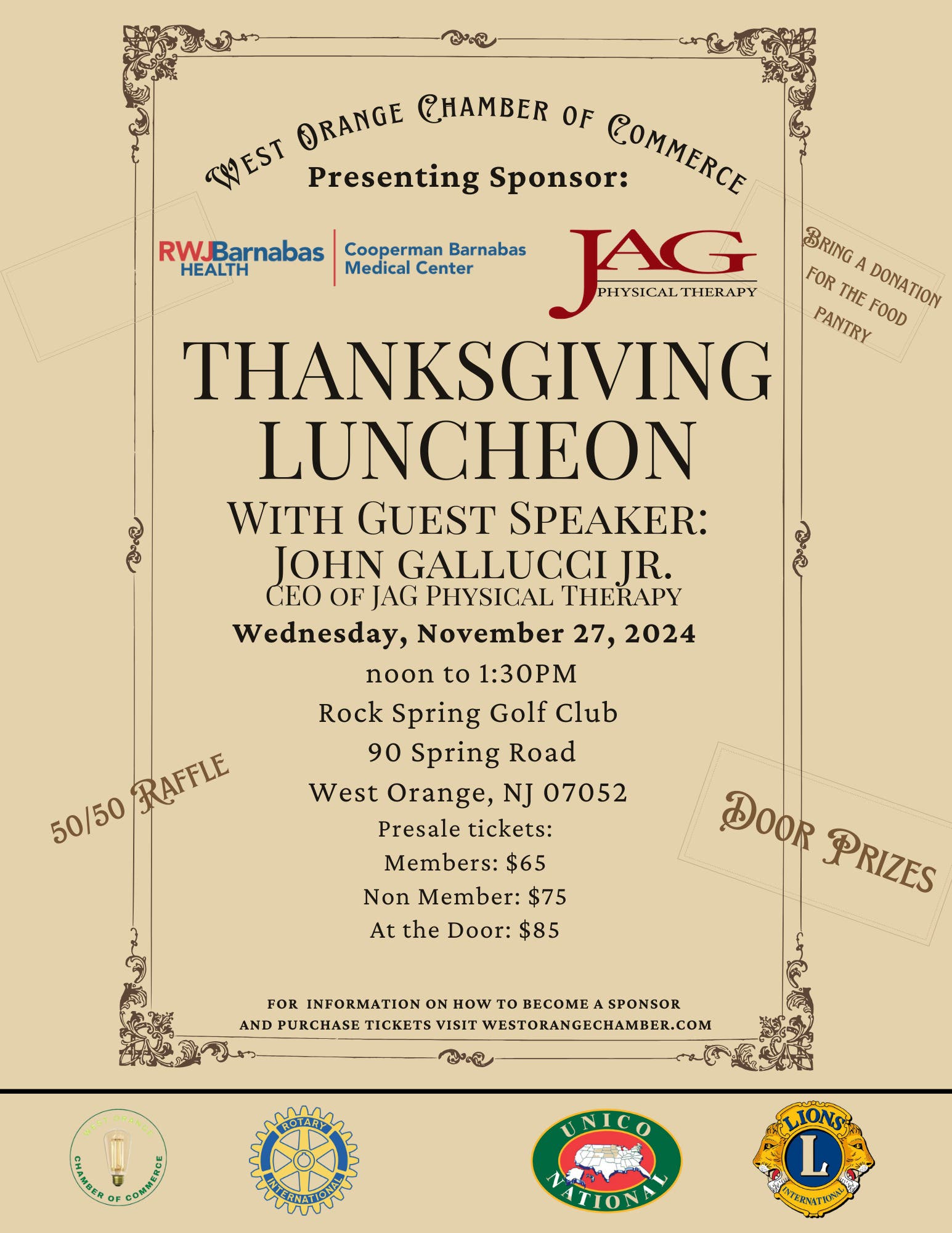 Nov 27 | West Orange Chamber of Commerce Thanksgiving Luncheon | West ...