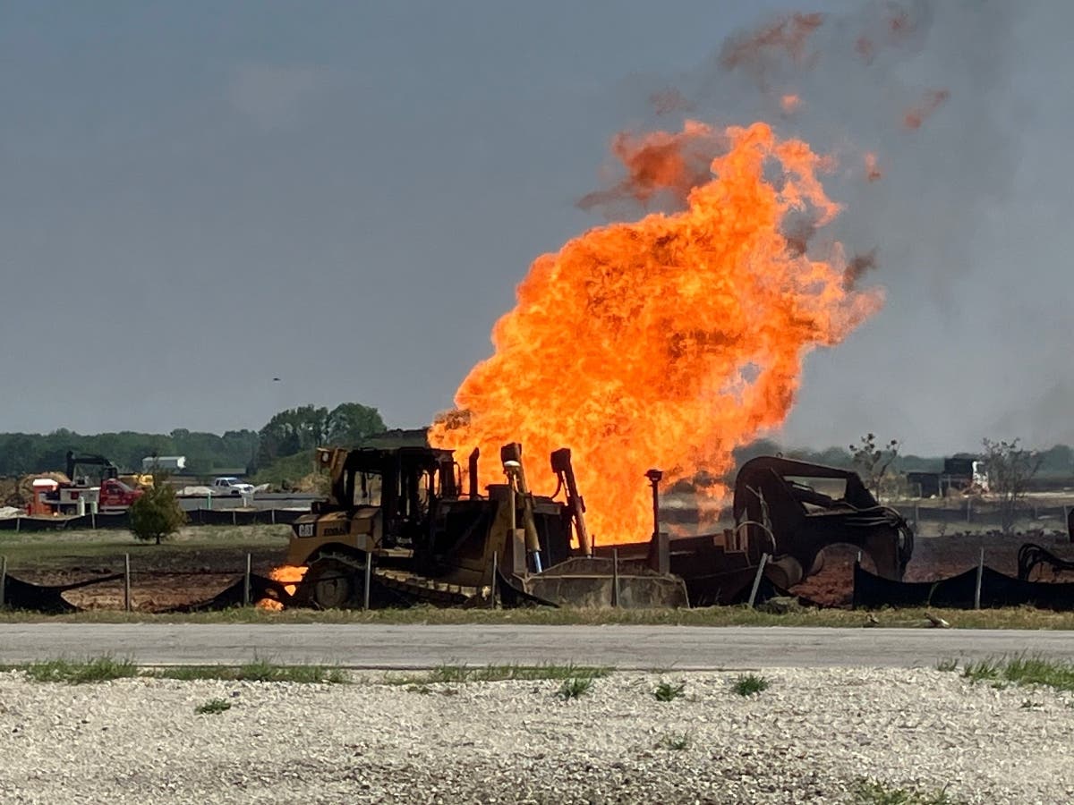 Construction Equipment Fire Fueled By Rupture In Natural Gas Main ...