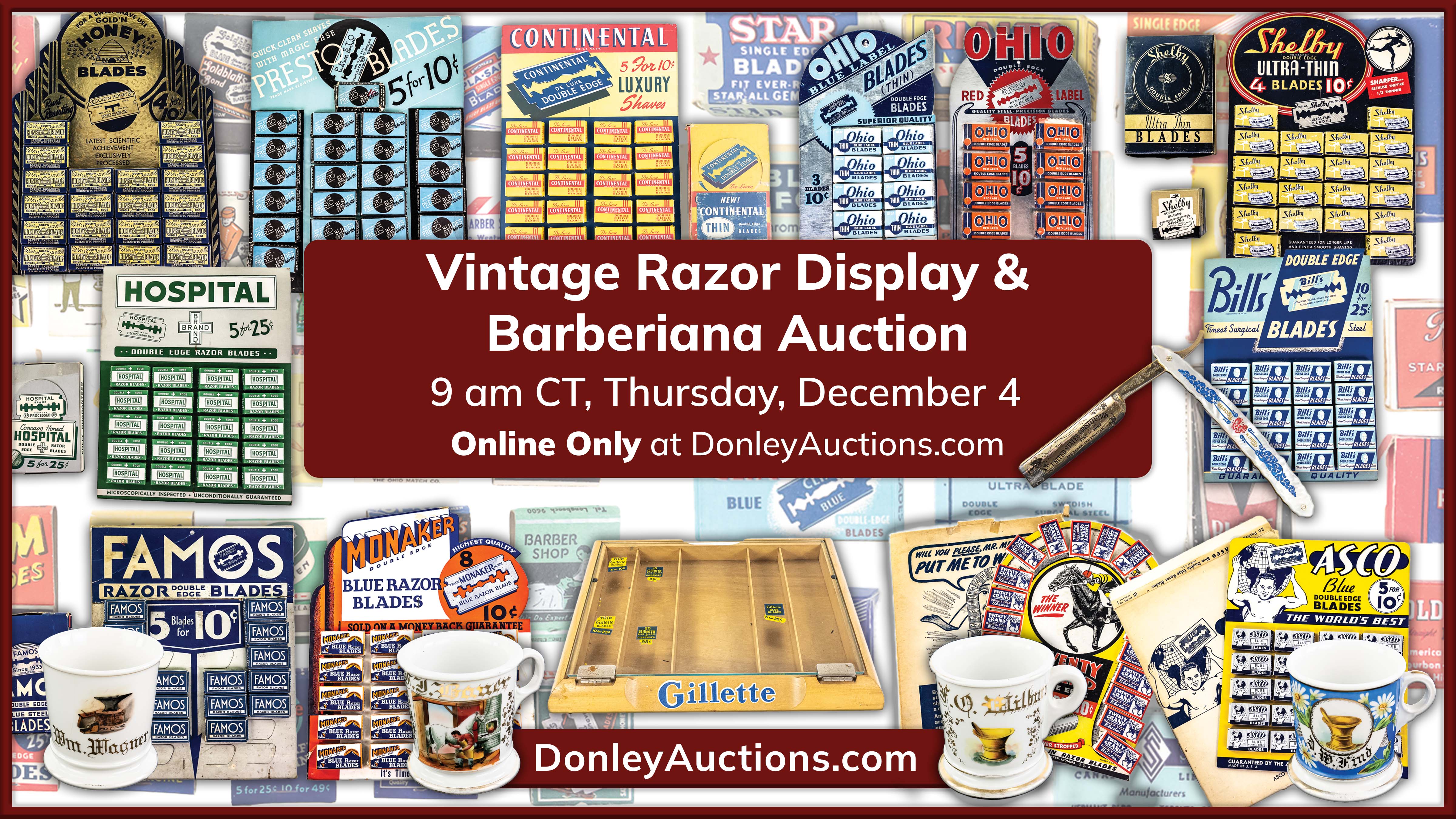 Dec 4 | Vintage Razor Display and Barberiana Auction | Huntley, IL Patch