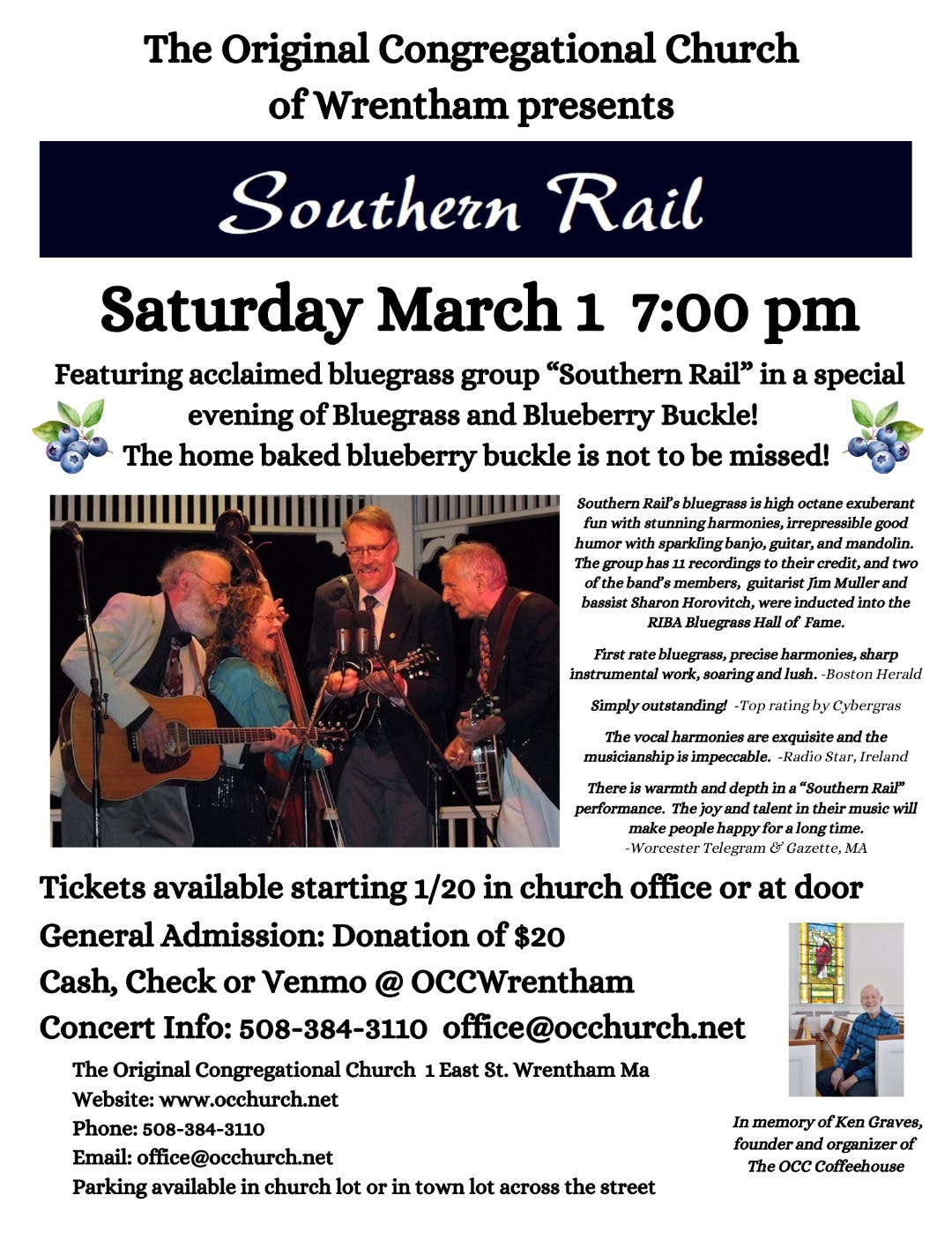 Mar 1 | Southern Rail Bluegrass Concert | Wrentham, MA Patch