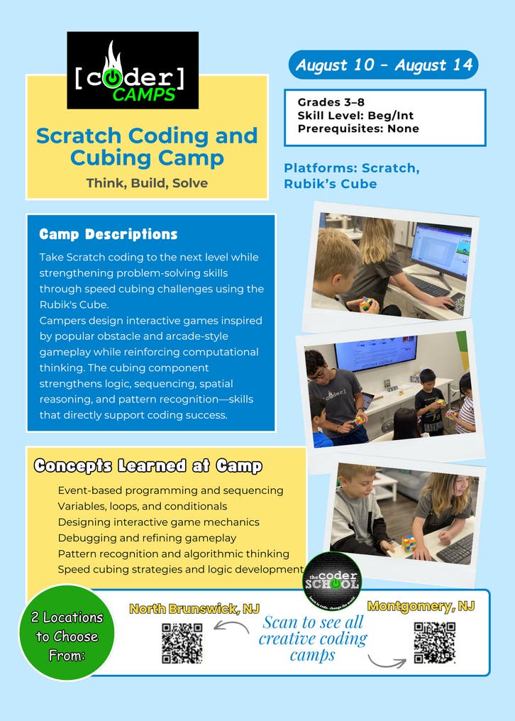 Aug 10 | Scratch Coding and Cubing Camp: Think, Build, Solve Summer ...