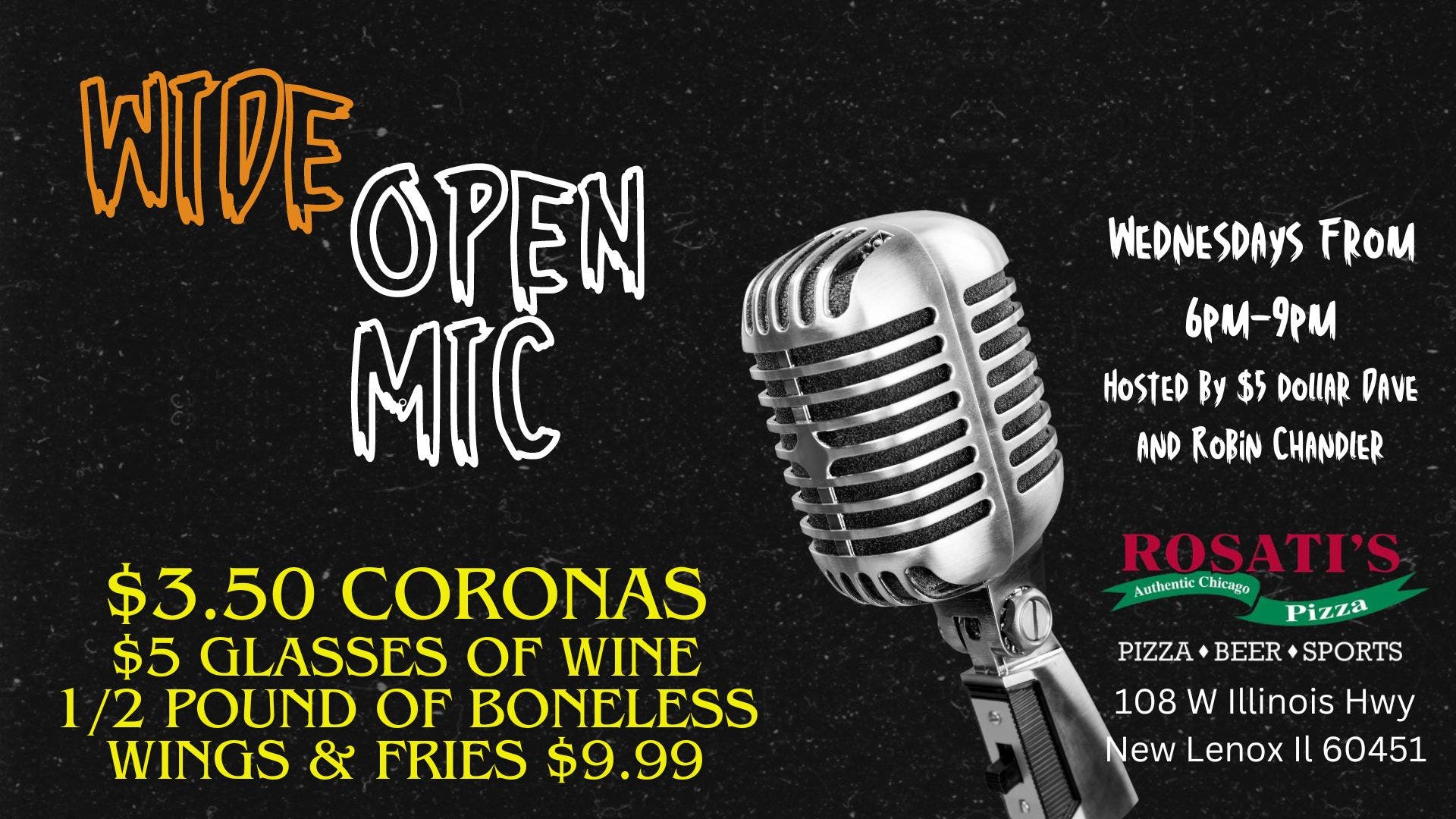 Apr 3 | Wide Open Mic Hosted by Robin Chandler and $5 Dave @ Rosati's ...