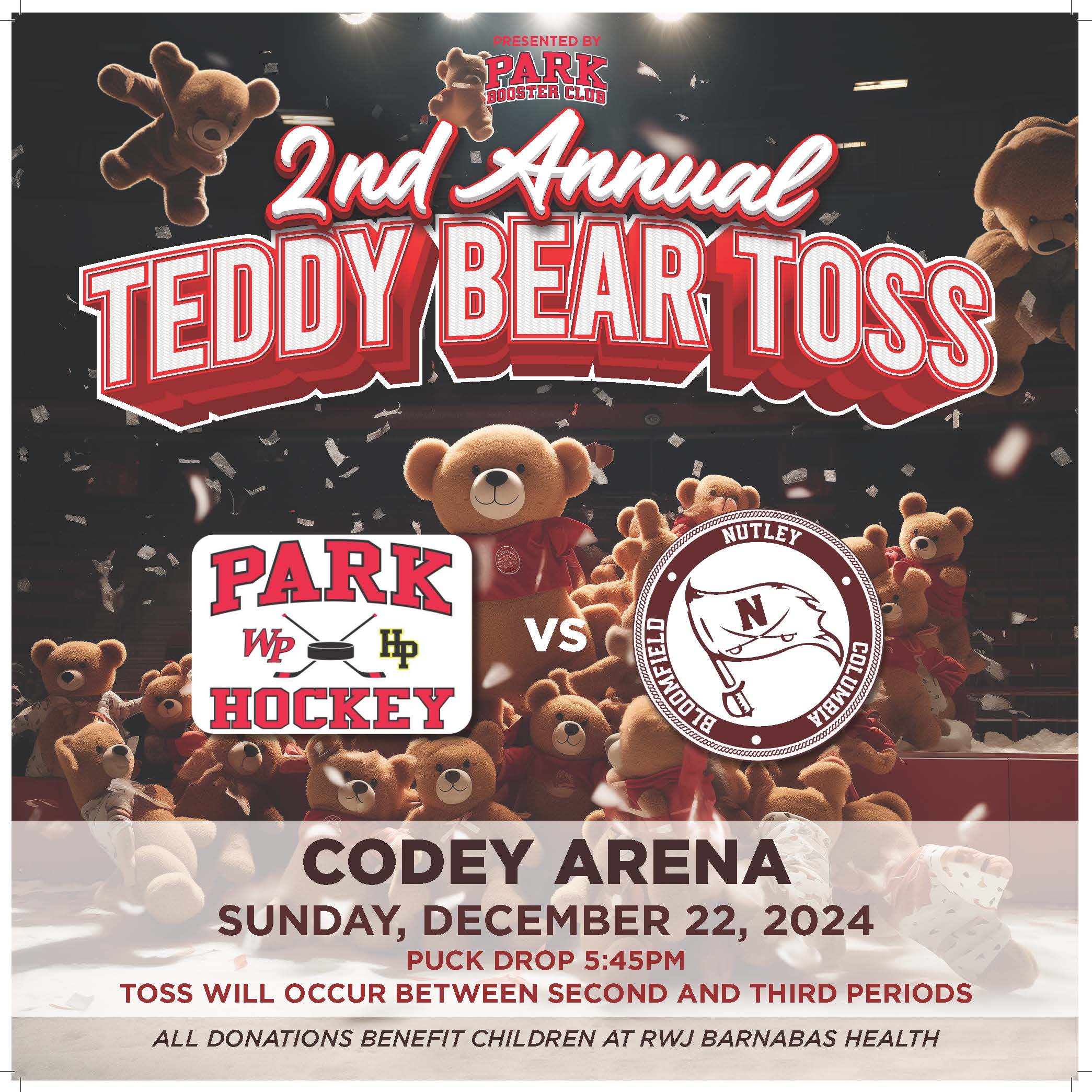 Dec 22 | Park Hockey 2nd Annual Teddy Bear Toss | East Hanover, NJ Patch